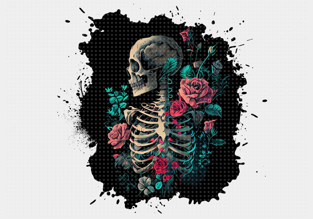 Bones and Rose PNG Clipart Digital Download | Human Anatomical Skeleton ...