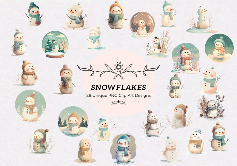 28 Snowmans Png Snowman Clipart Digital Download Bundle Winter ...