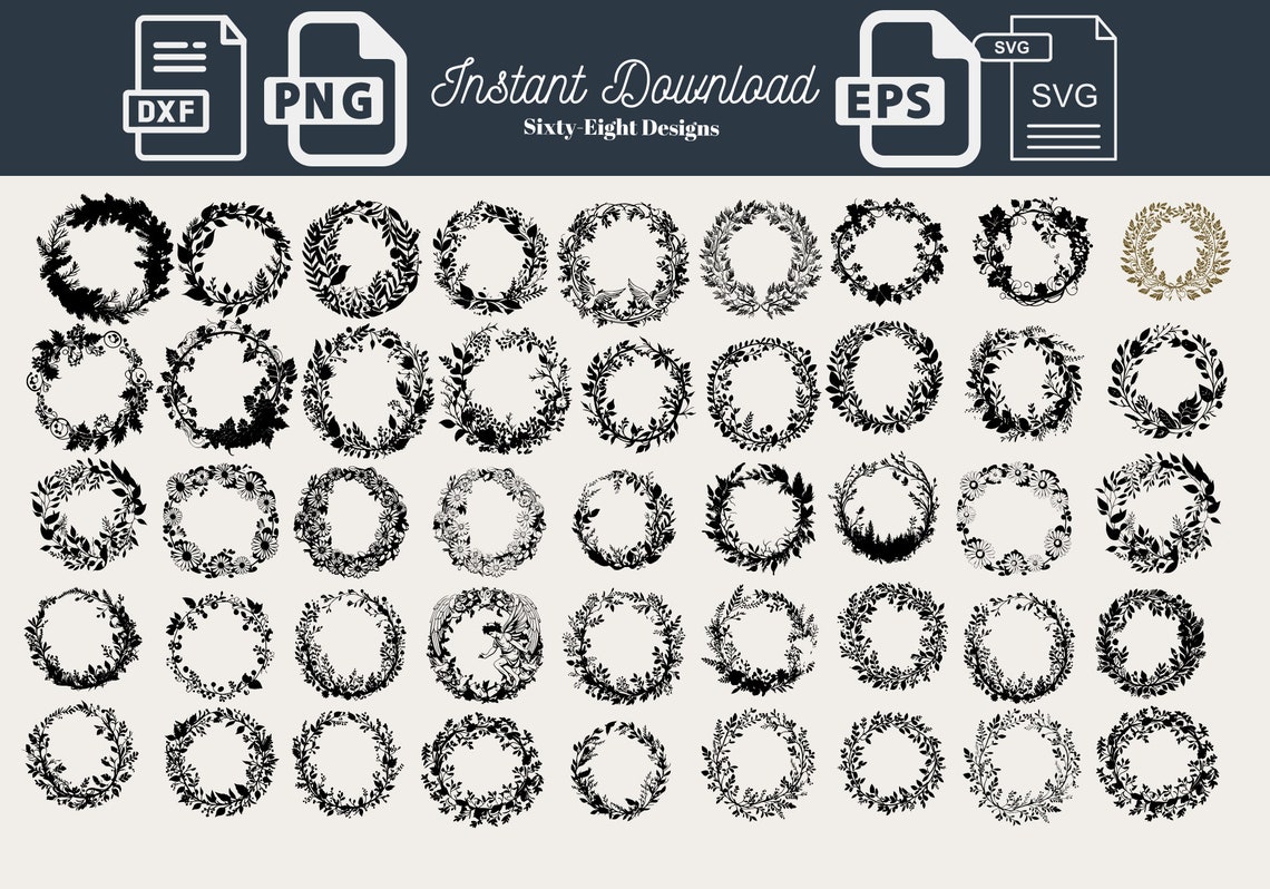 68 Wreaths Svg Wreath Svg Bundle Laurel Wreath Floral - Etsy