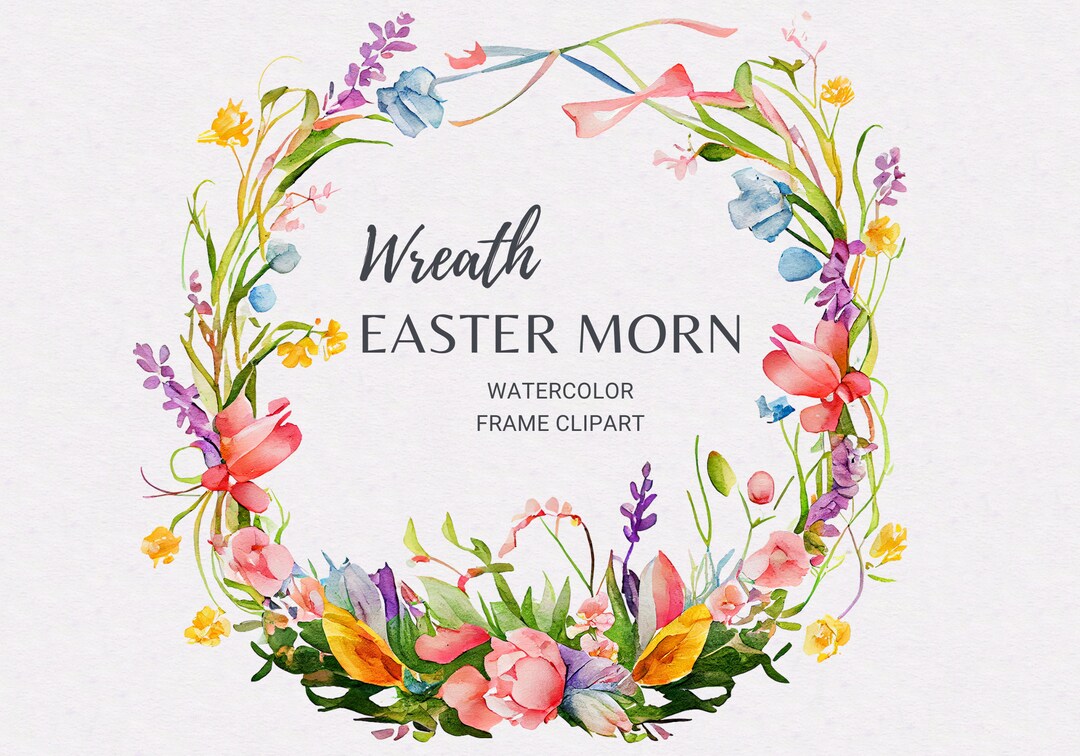 Easter Floral Wreath | Watercolor Wreath PNG | Floral Clipart ...