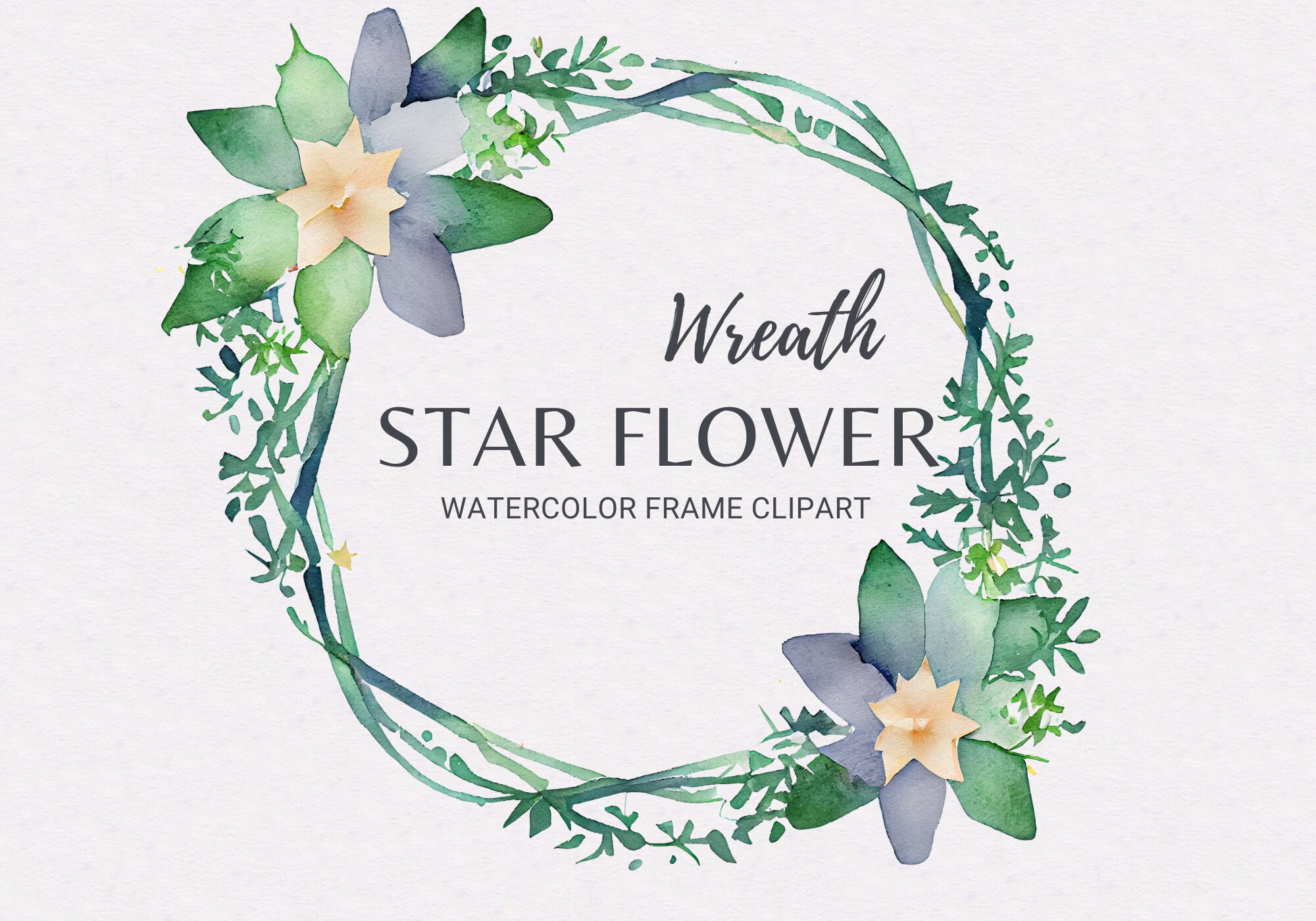Watercolor Wreath PNG Floral Clipart Floral Frame Star - Etsy