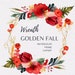 Golden Fall Floral Wreath | Watercolor Wreath PNG | Floral Clipart ...