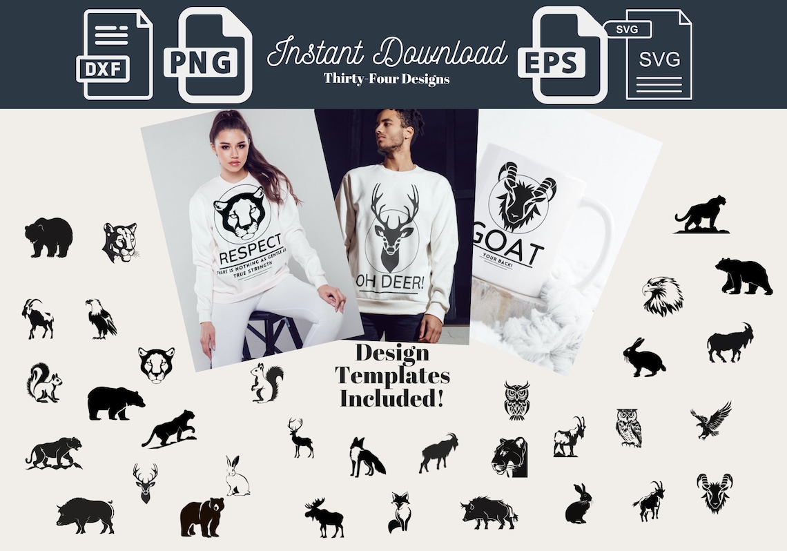 Woodland Animal Bundle Editable Template Animal SVG Bundle - Etsy