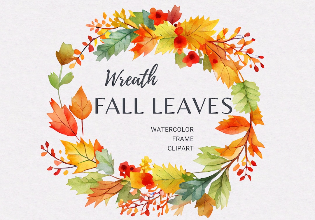 Fall Leaves Floral Wreath | Watercolor Wreath PNG | Floral Clipart ...