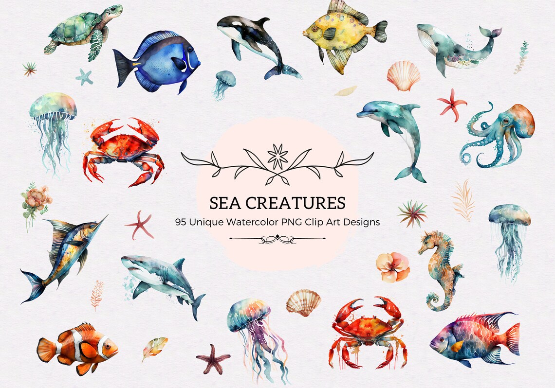 Sea Animal Clip Art 95 Crustacean Core PNG Digital - Etsy