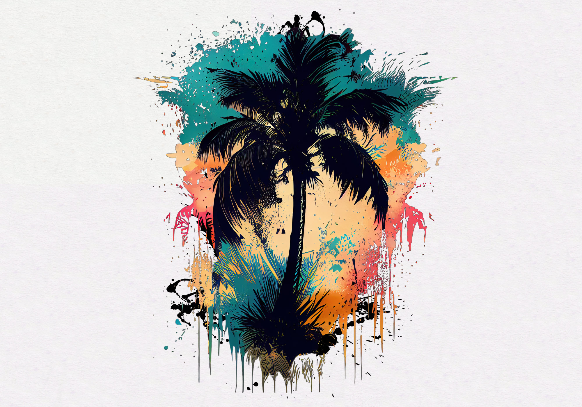 PNG Tropical Palm Tree Digital Print Beachy Palm Tree Wall - Etsy