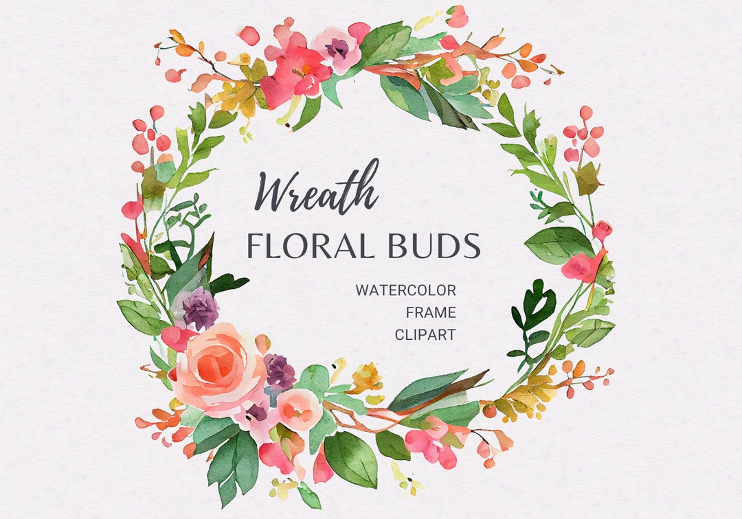 Watercolor Wreath PNG | Floral Clipart | Floral Frame | Floral Flower ...