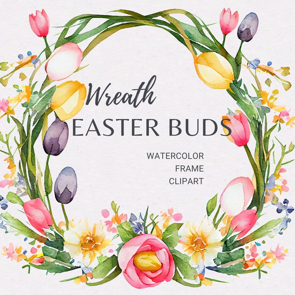 Easter Wreath Clip Art - Etsy