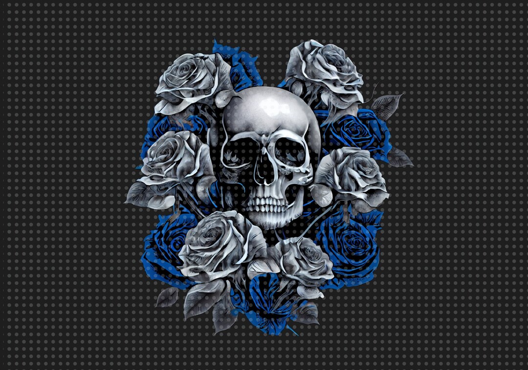 Skulls and Roses Blue PNG Digital Download Clip Art | Instant Download ...