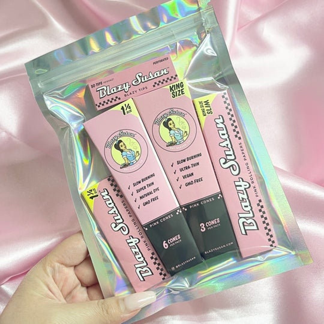 Blazy Susan 5 Piece Bundle Pink Rolling Papers Pink Filter Tips King ...
