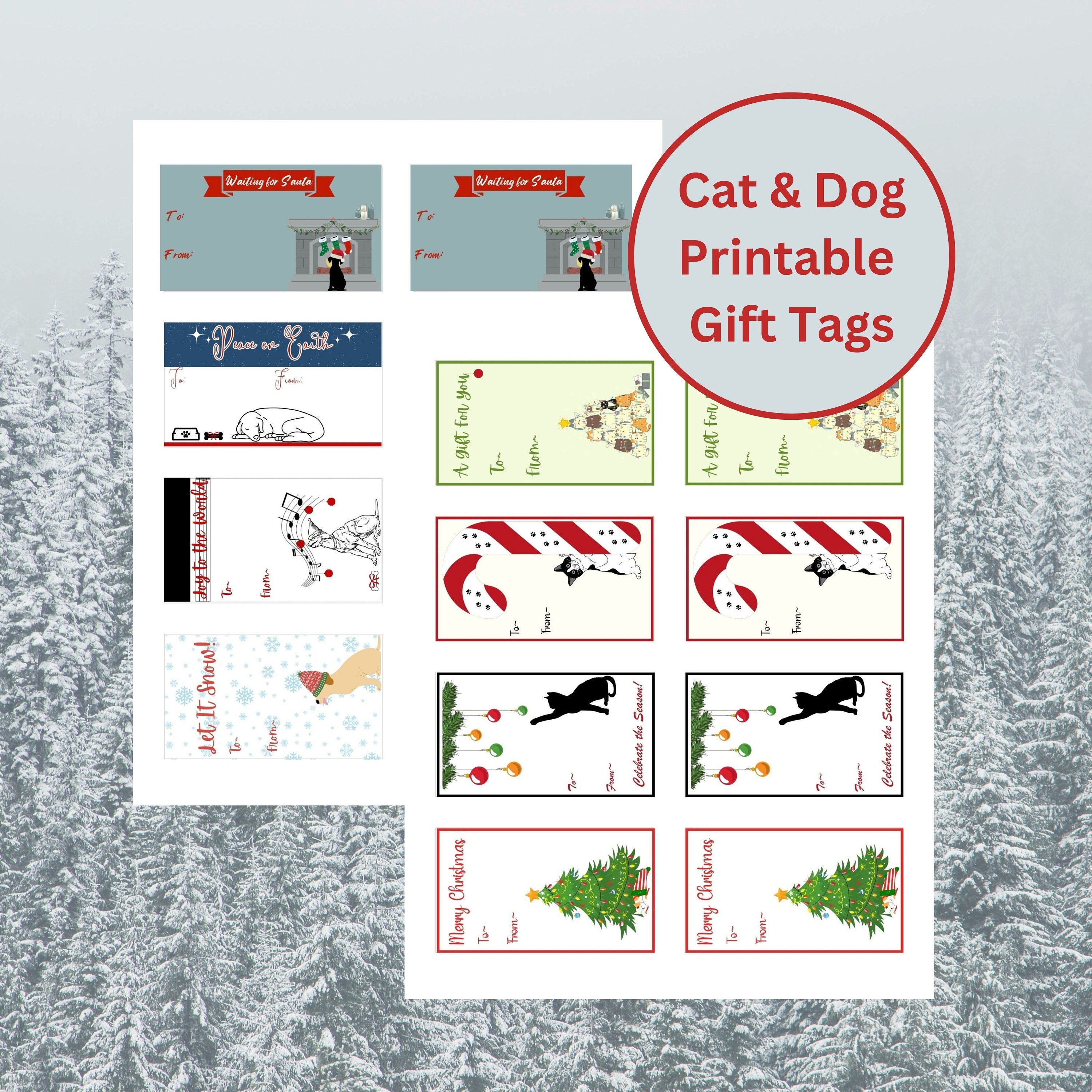 Cat Gift Tags, Dog Gift Tags, Printable Gift Tag Bundle, Pet Gift Tag ...