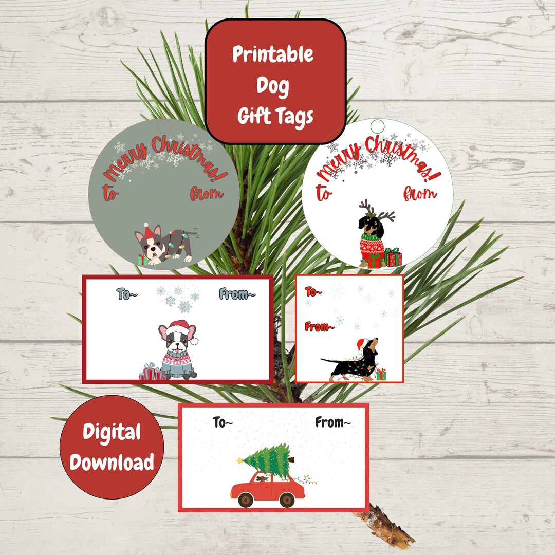 Printable Dog Gift Tags, Frenchie Dog Gift Tags, Dachshund Gift Tags ...