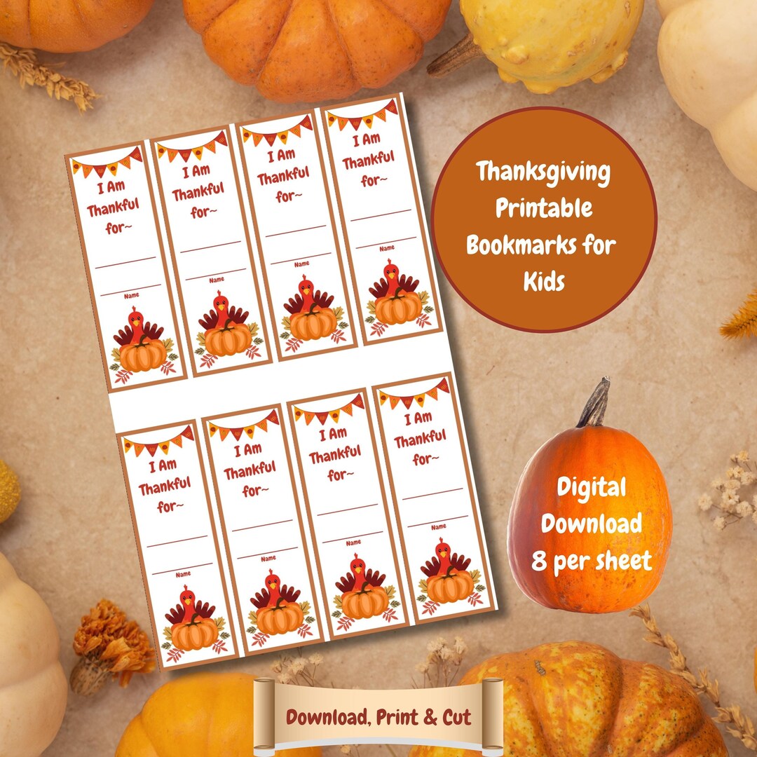 Thanksgiving Bookmark, Printable Thanksgiving Bookmark, Thanksgiving ...