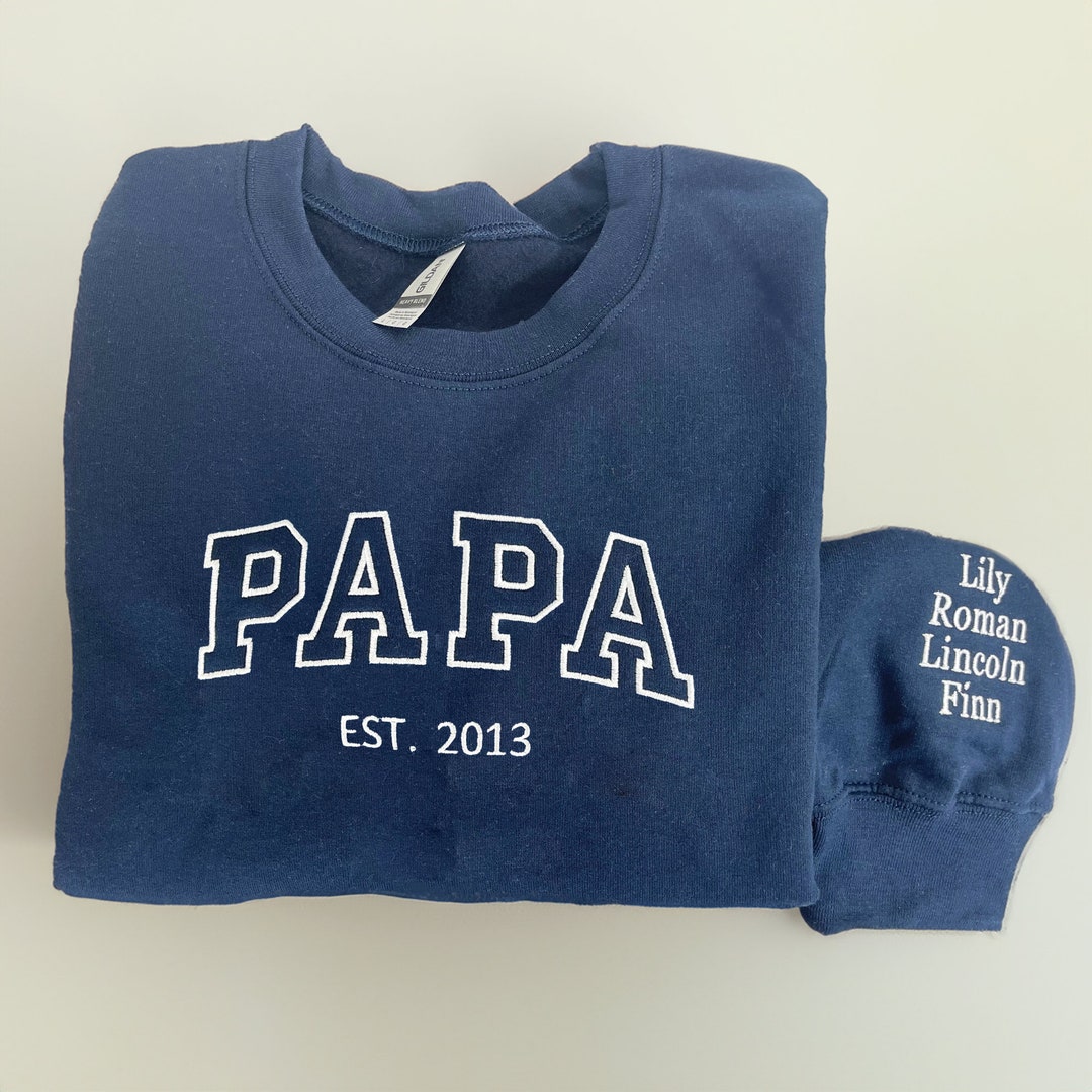 Custom Embroidered Papa Sweatshirt, Papa Est 2024 Sweatshirts ...