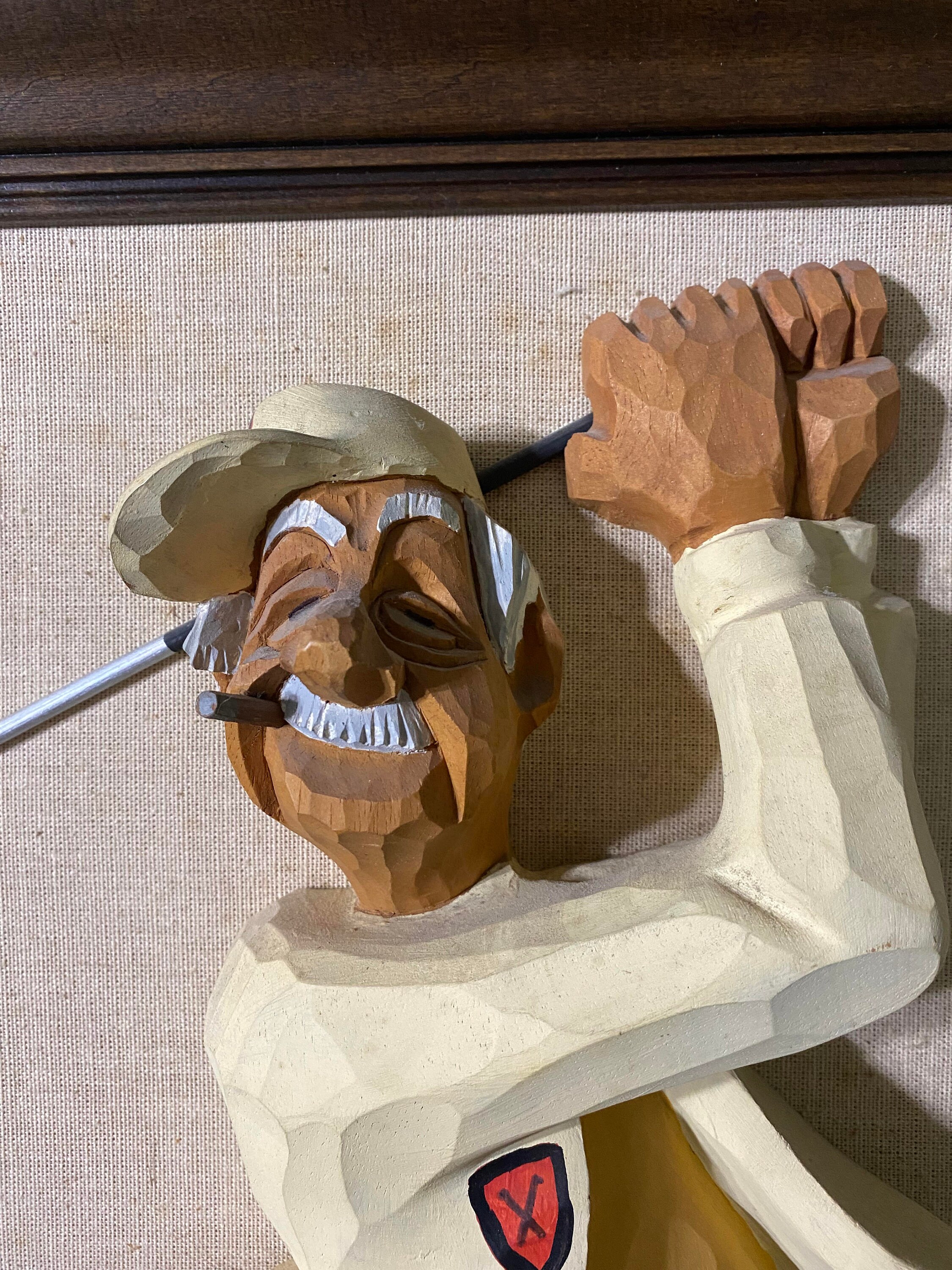 Duff Tweed Wall Carving Wood Sculpture 1970s-1980s Golfer Swinging Club ...