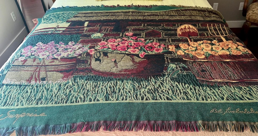 Vintage Bob Timberlake 100% Cotton Blanket Keep America Beautiful Throw ...