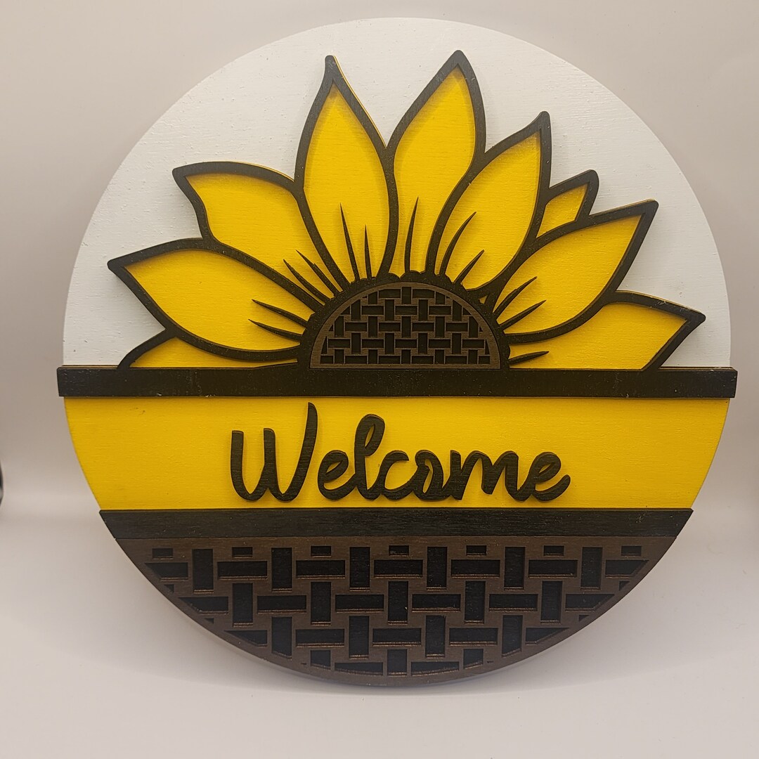 Sunflower Round Wreath Sign, Vibrant Summer Decor, Ideal for Outdoor ...