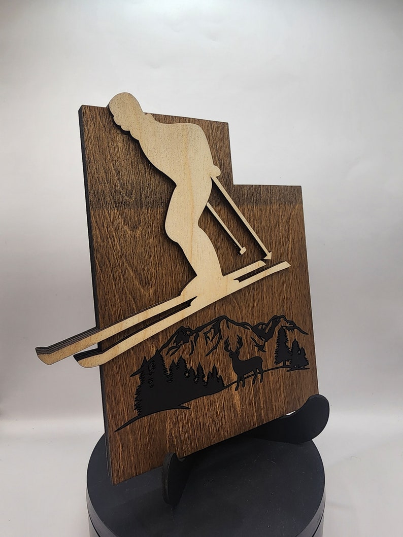 Rustic Utah Home Accent - Laser Engraved Mountain Decor for Table or ...