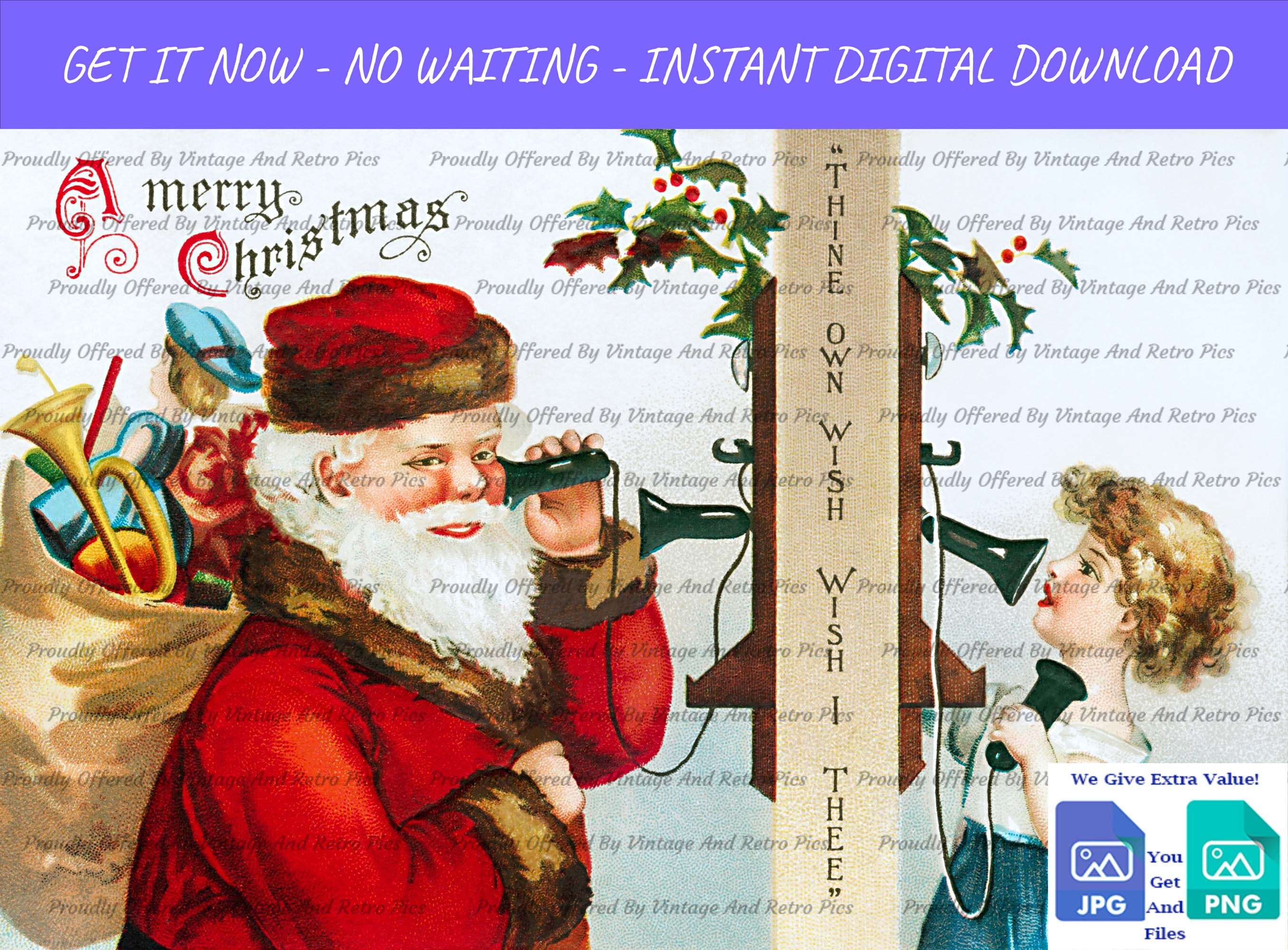 Stunning Vintage Retro Santa Image With Instant High Quality 300 DPI ...