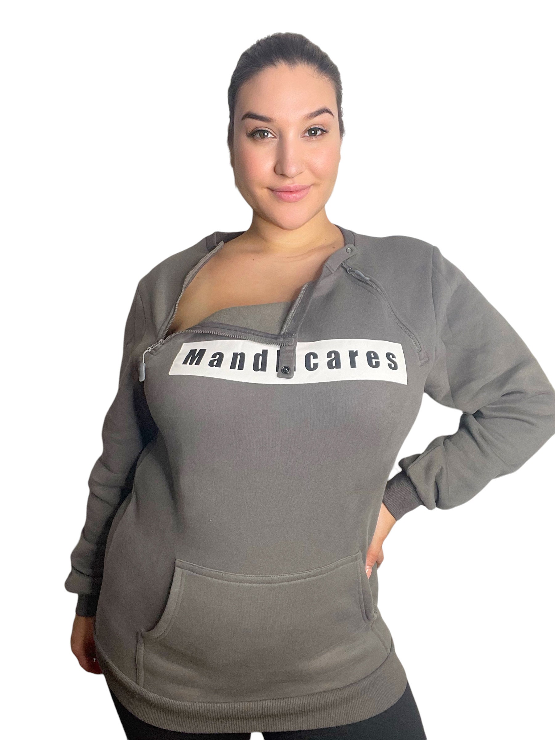 Plus Size Dialysis Sweatshirt With Chest Zippers | Chemo Clothing for ...