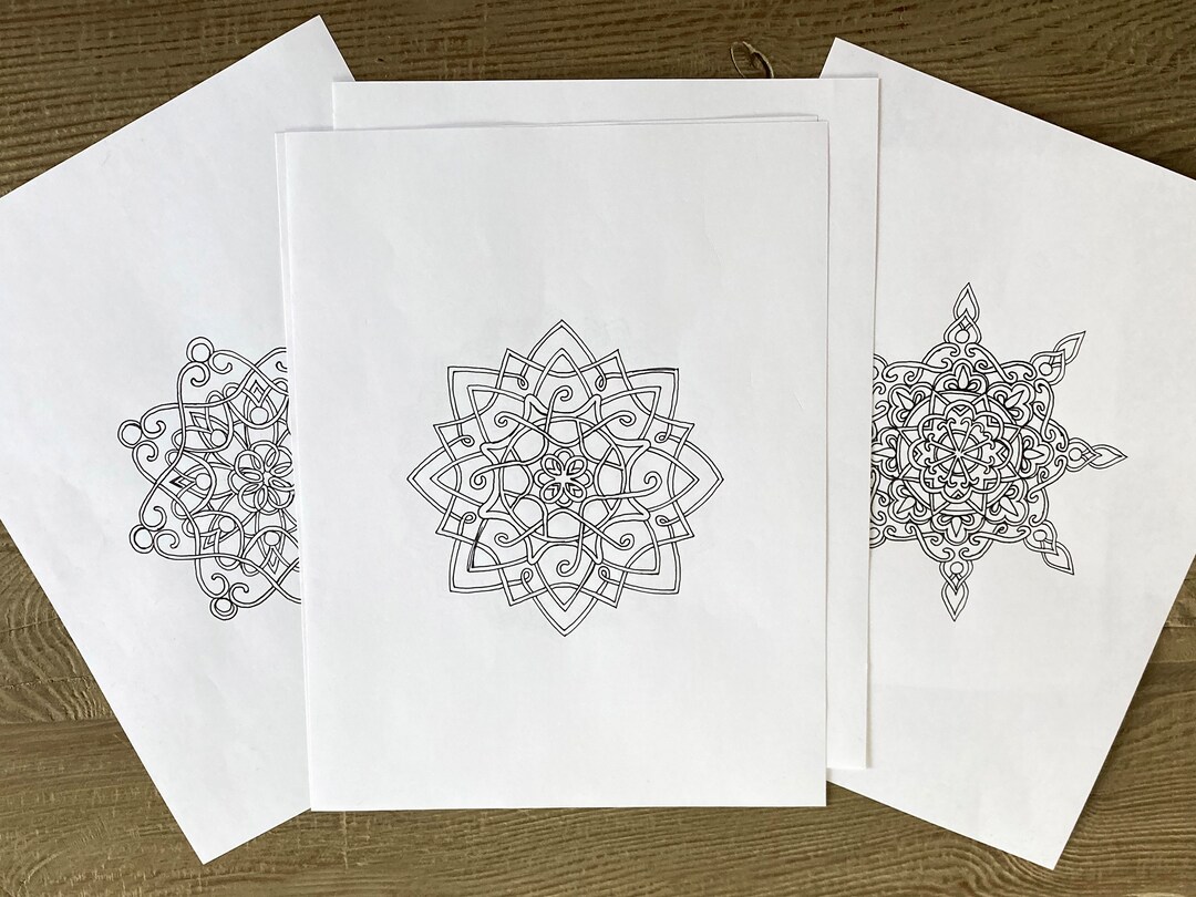 8.5"x11" Printable PDF Coloring Sheets, Snowflake Patterns, 10 Sheets ...