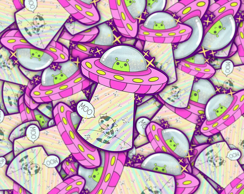 Alien Abduction Vinyl Sticker - Etsy