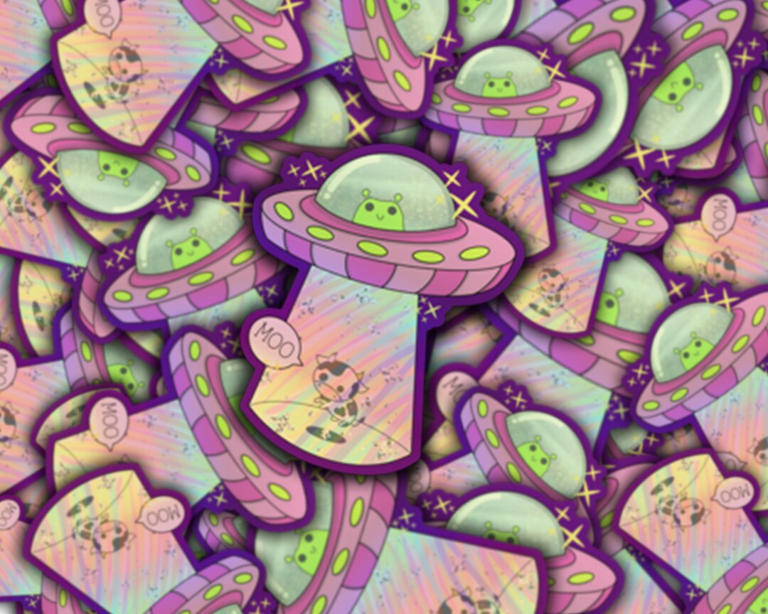 Holographic Alien Abduction Vinyl Sticker - Etsy