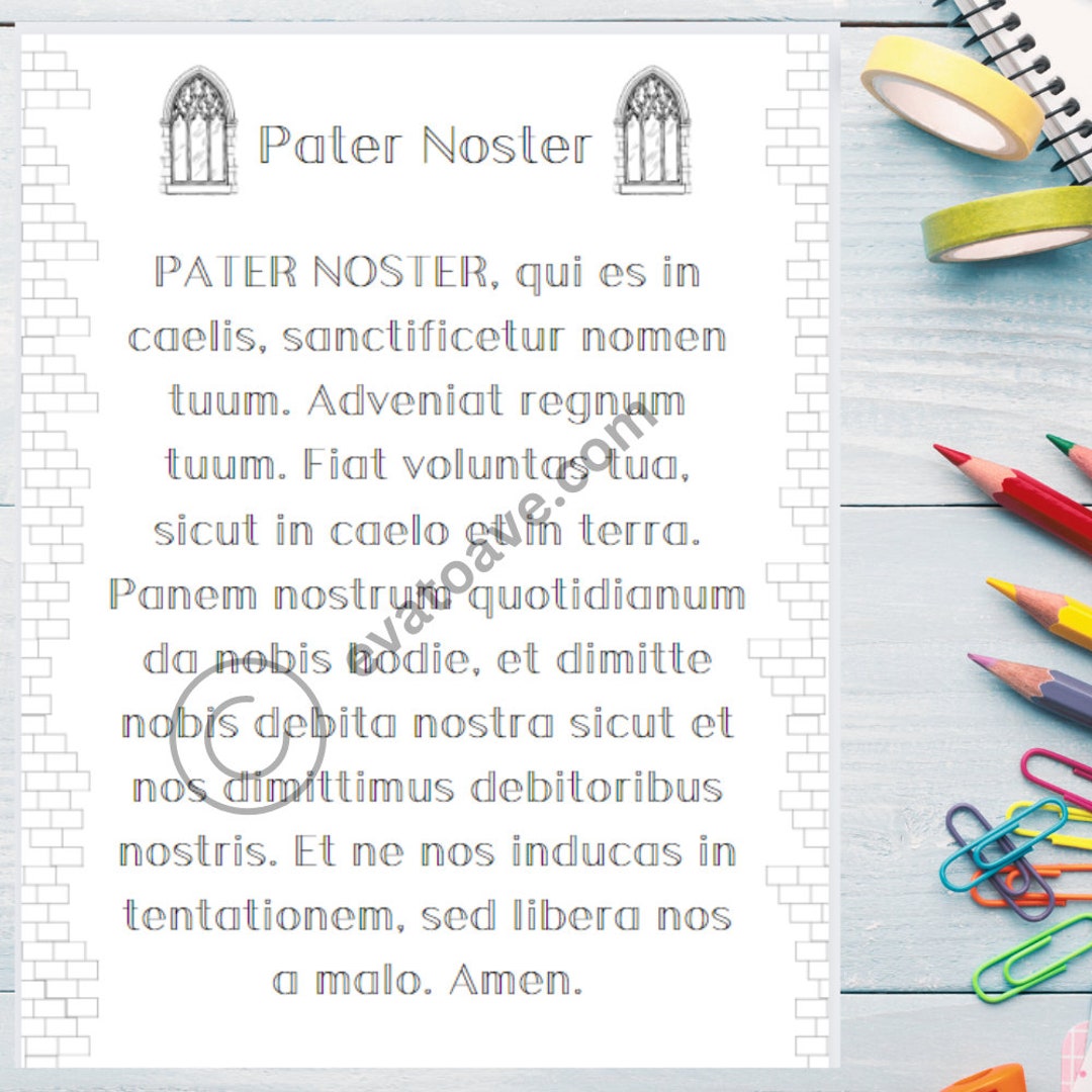 The Lords Prayer, Pater Noster, Our Father in Latin Printable, Digital ...