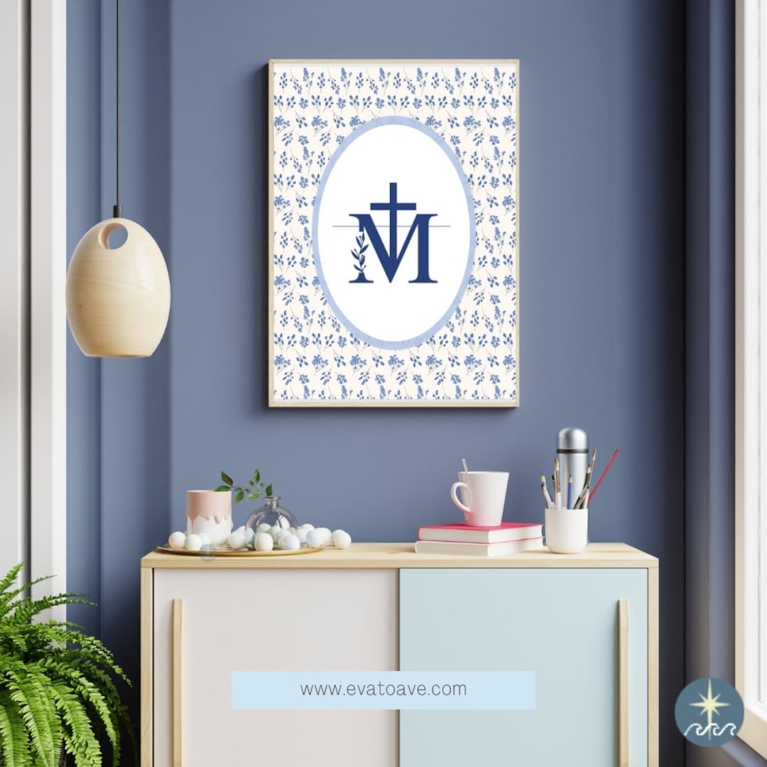Marian Cross Christian Symbol Artwork, Printable, CATHOLIC POSTERS ...