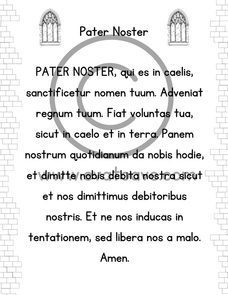 The Lords Prayer, Pater Noster, Our Father in Latin Printable, Digital ...