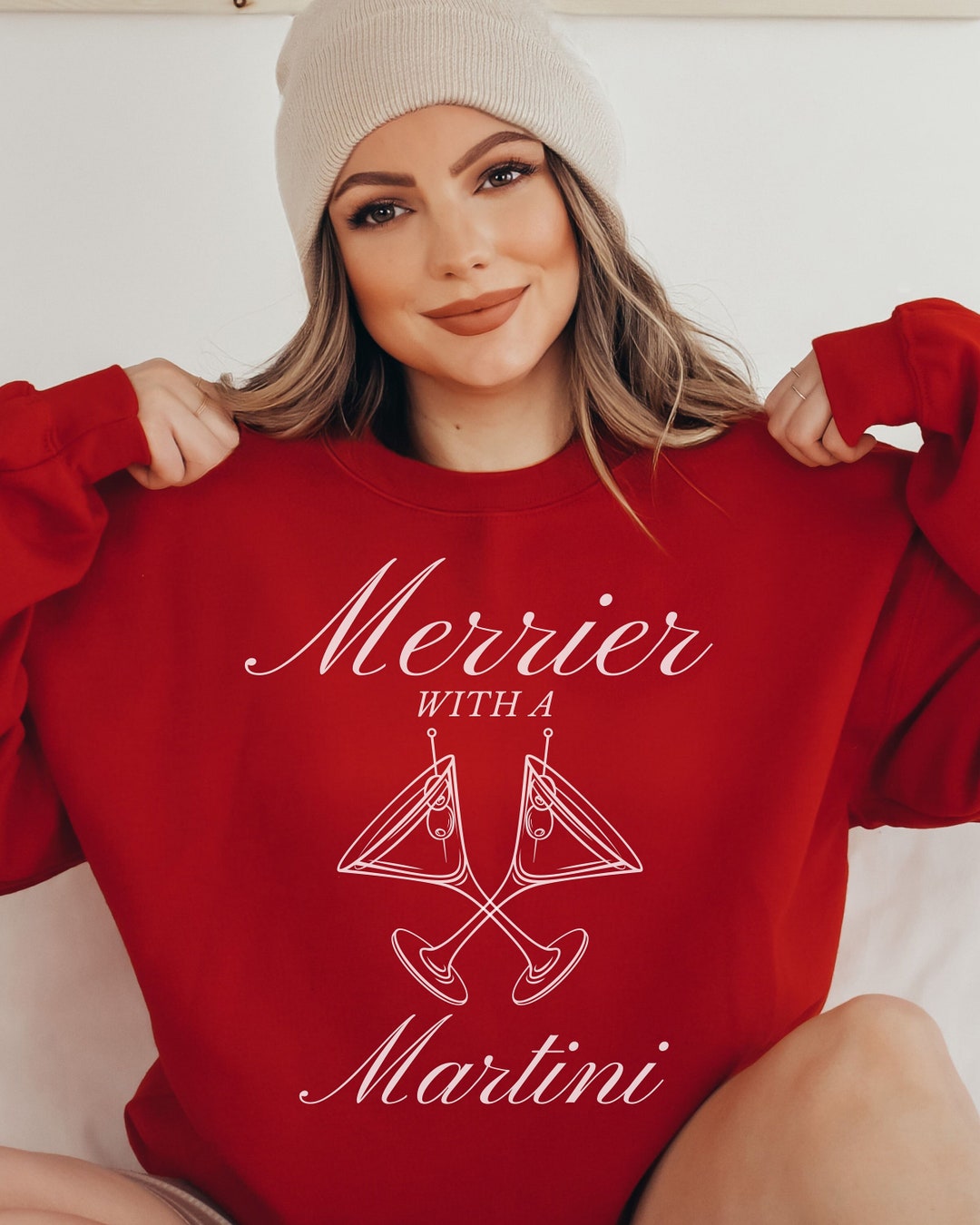 Merrier With A Martini Martini Lover Shirt Christmas Lover - Etsy