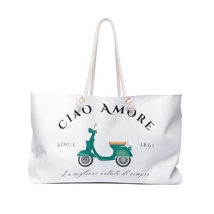 Ciao Amore Weekender Bag, Scooter Tote, Italian Bag, Custom Travel ...