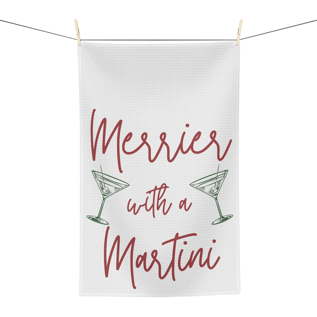 Merrier With A Martini, Christmas Kitchen Decor, Cocktail Decor ...