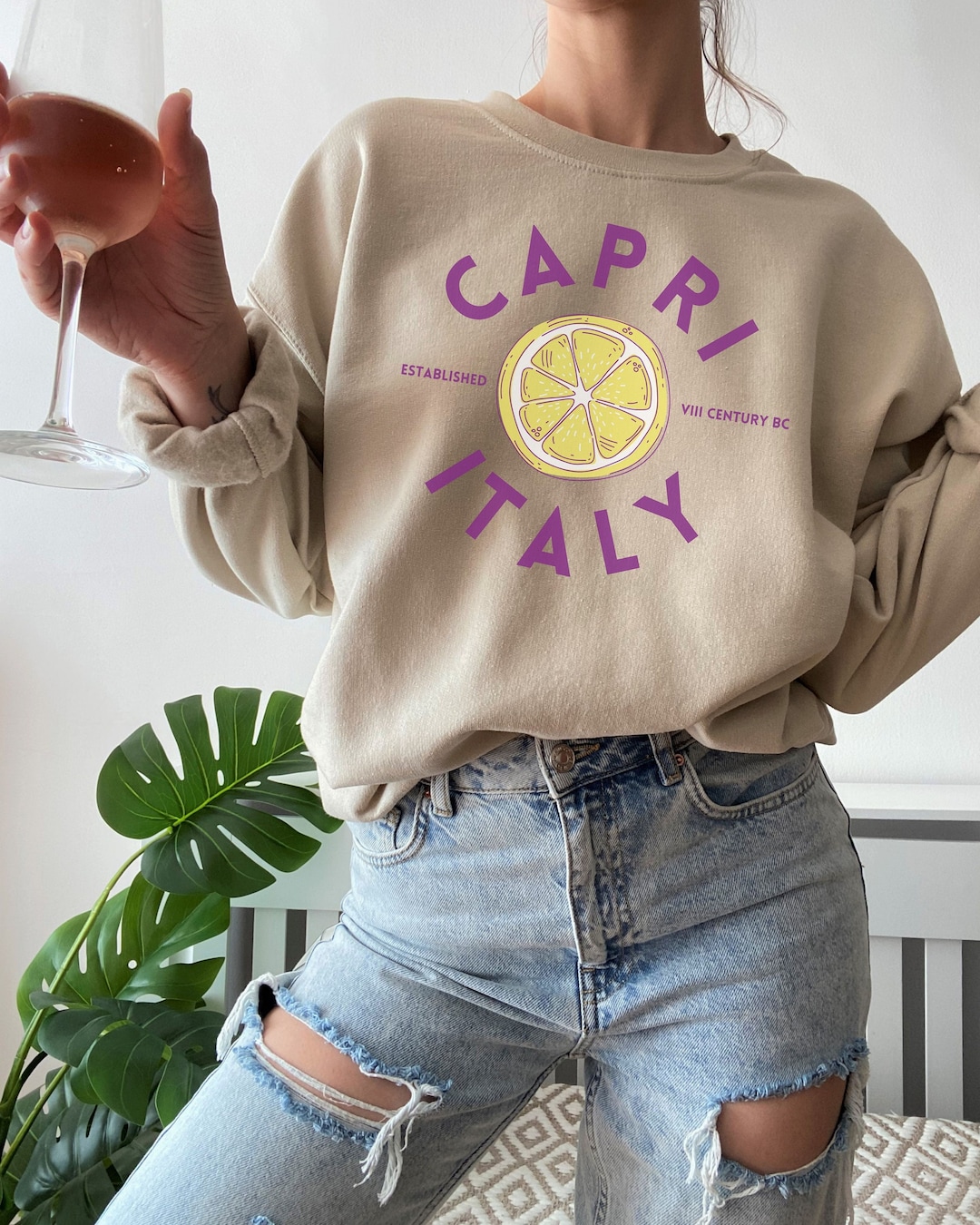 Capri Italy Sweatshirt, Italy Graphic Lemon Tshirt, Capri Vacation ...