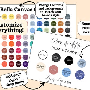 Editable Bella Canvas Color Chart, Bella Canvas 3001 Color Chart, Color ...