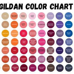 Gildan Color Chart, Gildan 18500 Color Chart, Gildan 5000 Color Chart ...