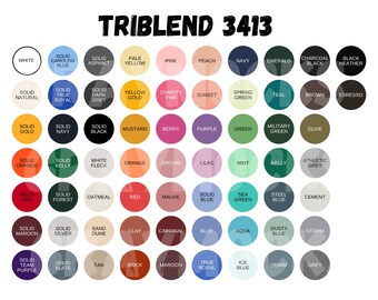 2021 Bella Canvas Triblend 3001 Color Chart With Bleach - Etsy
