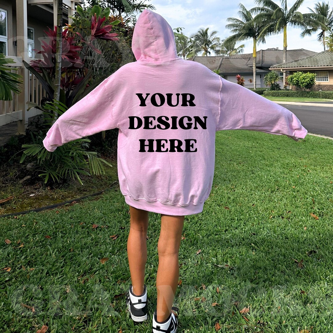 Gildan 18500 Light Pink Hoodie Mockup, Back of Hoodie Mockup, Oversized ...