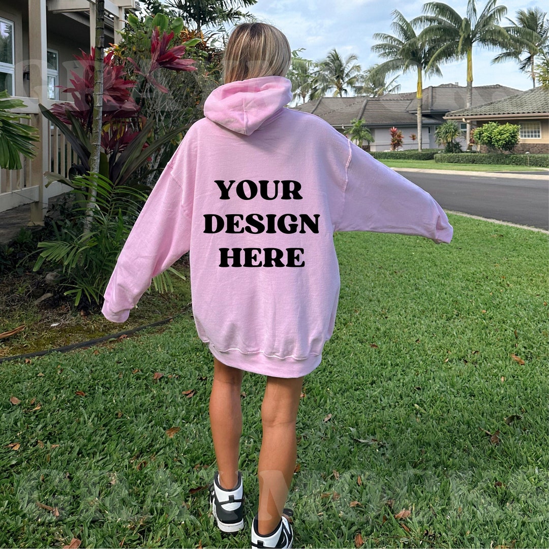 Gildan 18500 Light Pink Hoodie Mockup, Back of Hoodie Mockup, Oversized ...