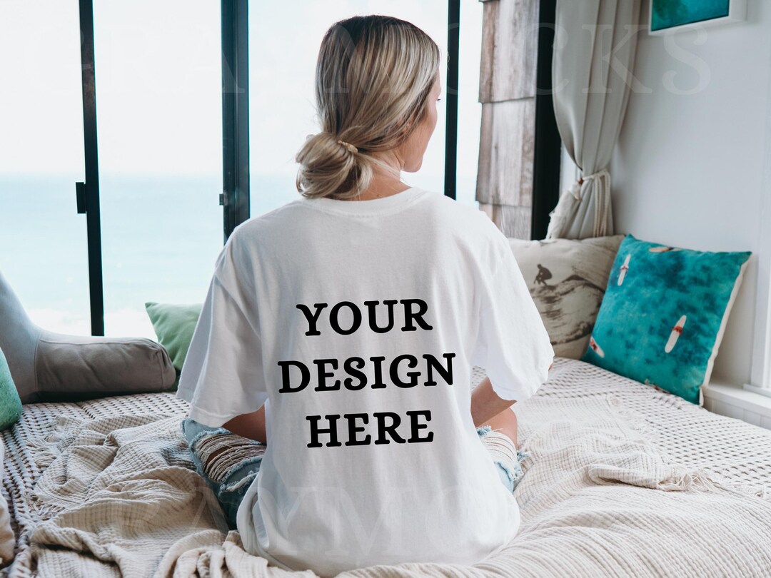 Comfort Colors C1717 White Mockup Oversized White Back of Shirt Mockup ...