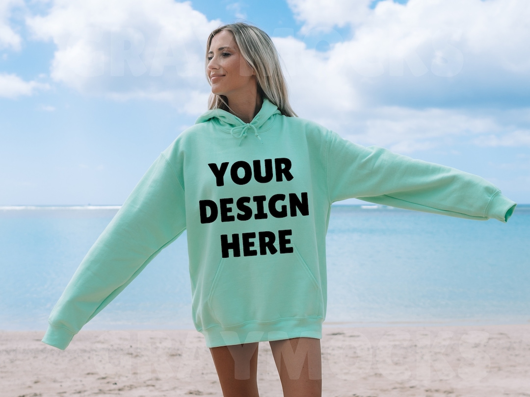 Gildan 18500 Mint Green Mockup Oversized Mint Green Sweatshirt Mockup ...