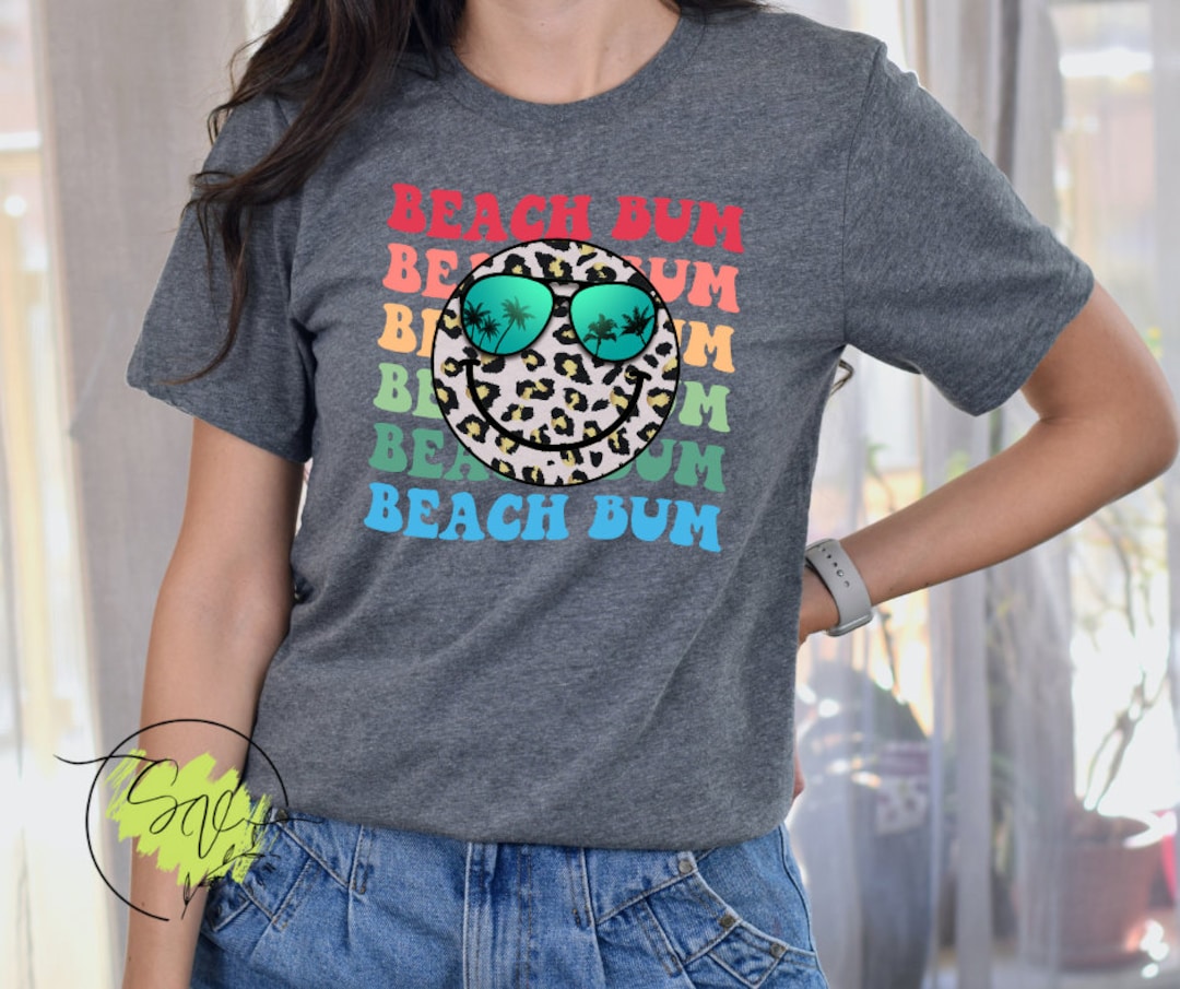 Beach Bum, Smiley Face, Wavy Words, Summer, Beach, Vacation, Sun, Cute ...