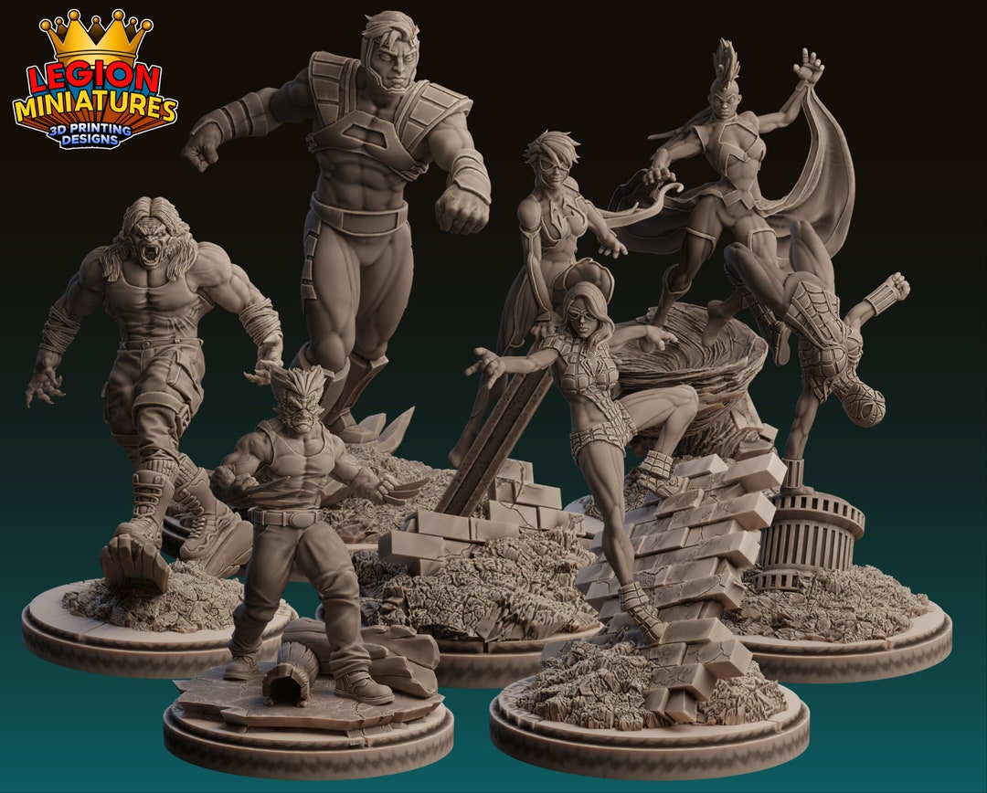 Legion Miniatures Feb'23 Wolverine Sabertooth Storm Atlas Spinerette ...
