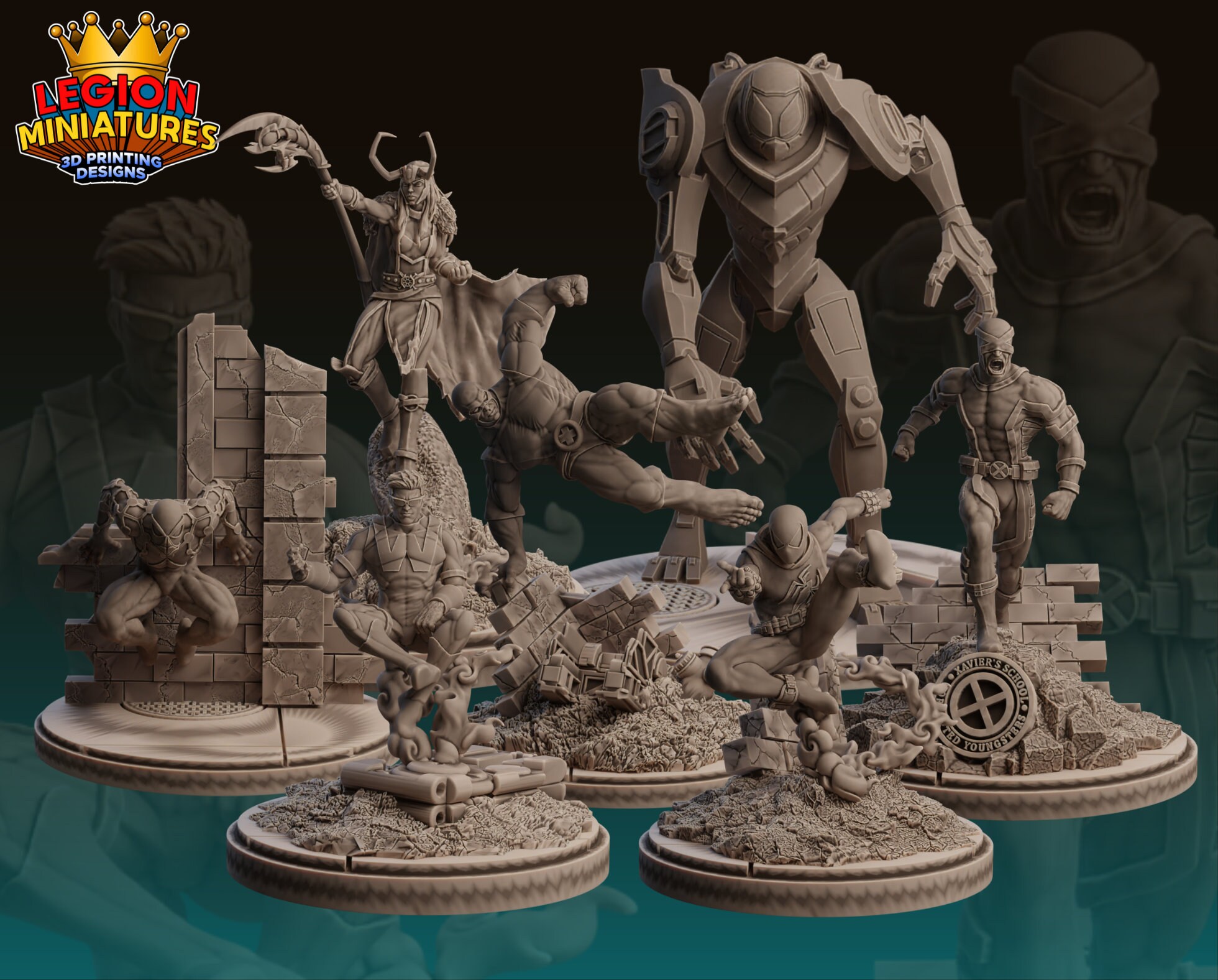 Legion Miniatures Jan'23 Lady Loki Beast Cyclops Wonder Man Peni Parker ...