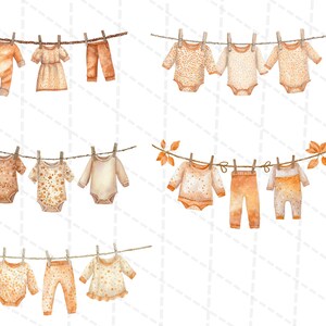 Fall Baby Clothesline Clipart Bundle: Autumn PNG Graphics (digital ...