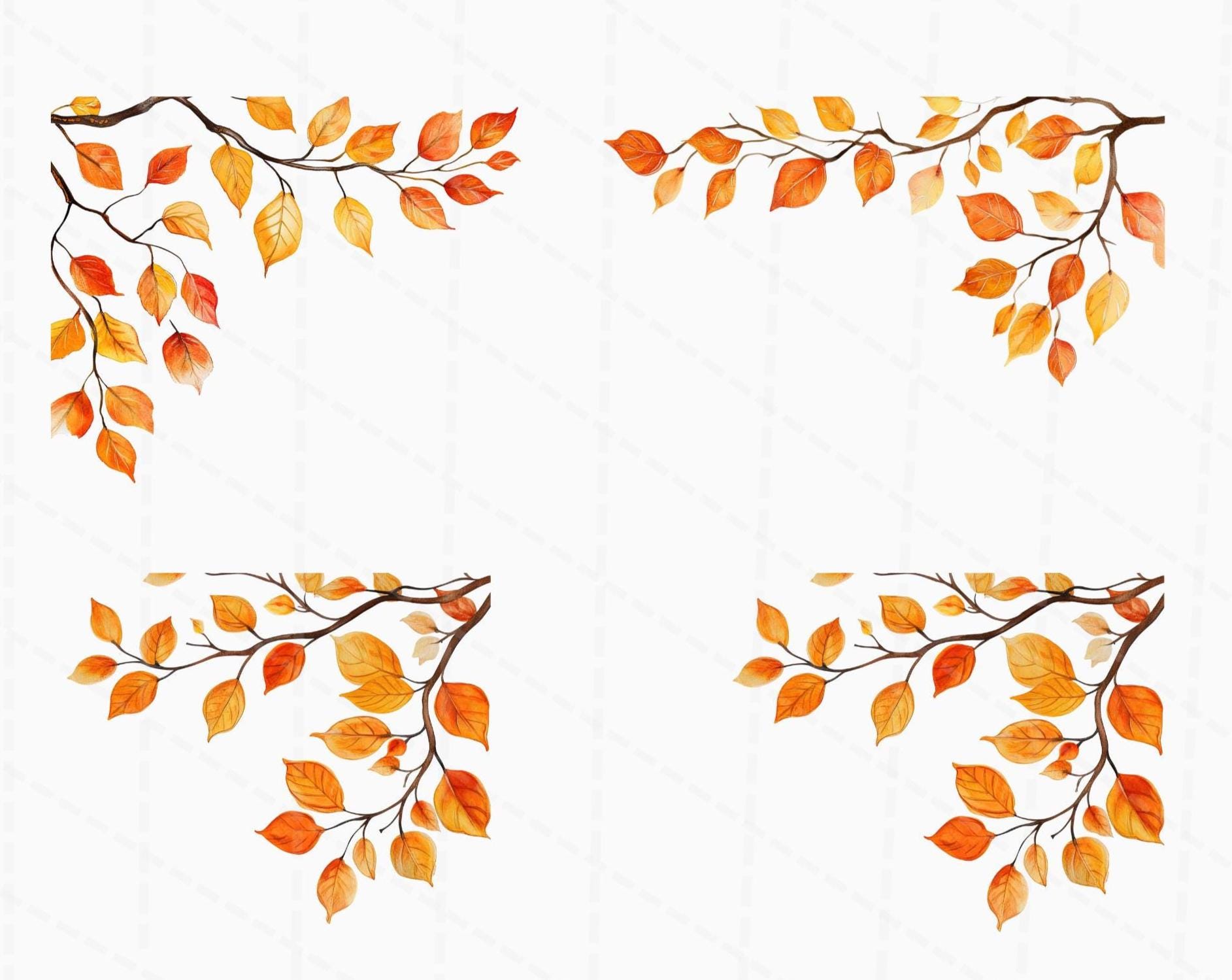 Watercolor Fall Leaves Clipart: PNG Frames & Borders (digital Download ...