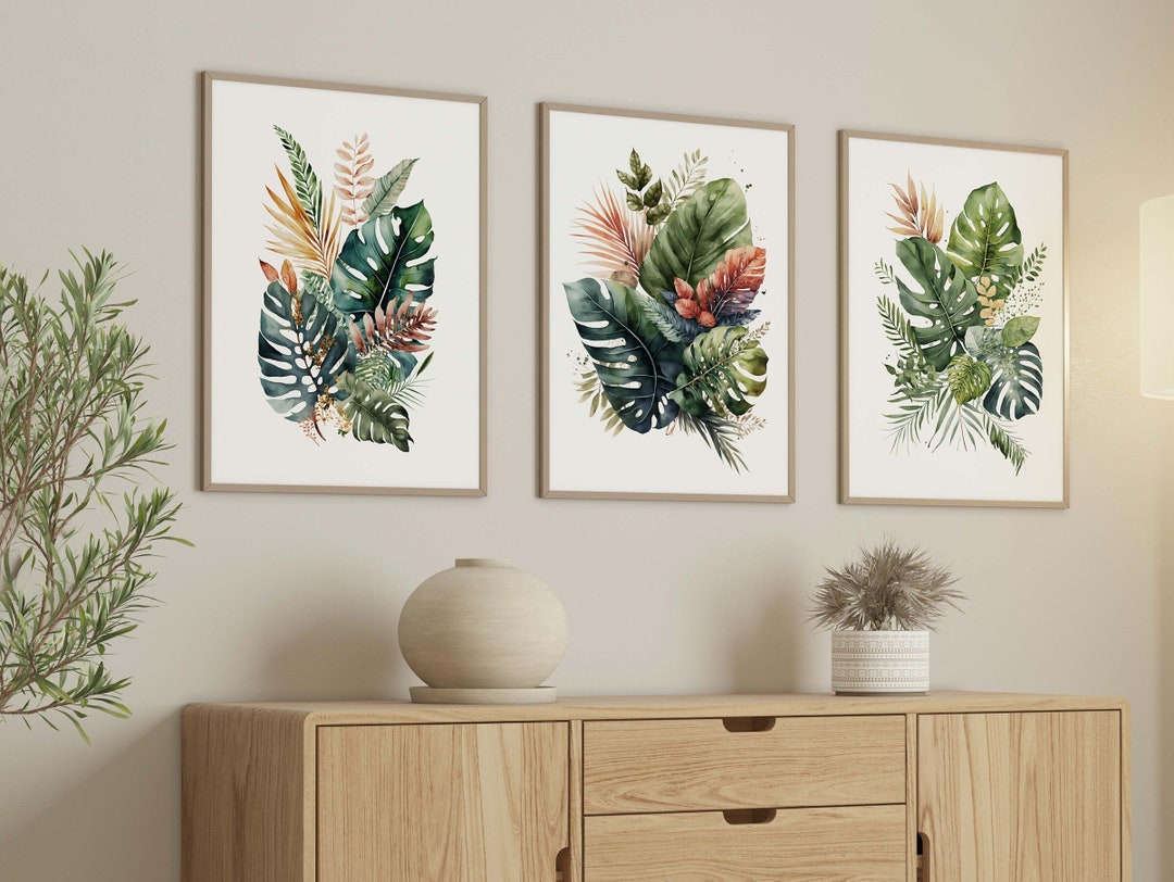 Botanical Wall Art Set,tropical Wall Art Set,3 Digital Print Set ...