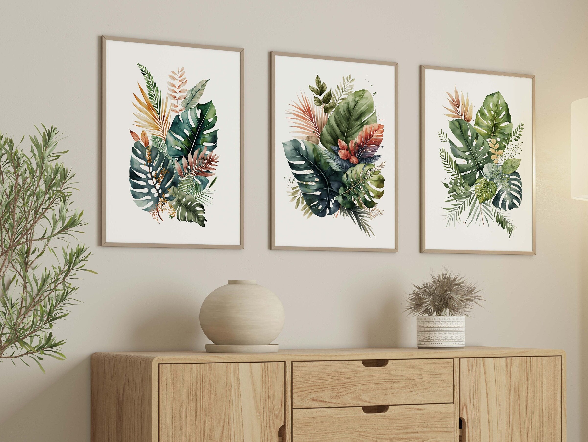 Botanical Wall Art Set,tropical Wall Art Set,3 Digital Print Set ...