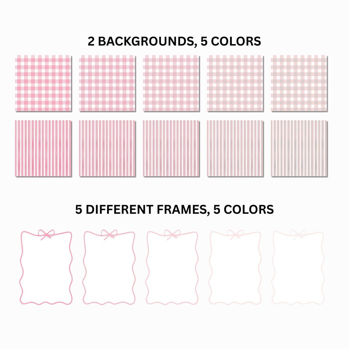 Pink Wavy Frame SVG Bundle: Whimsical Gingham Clipart (digital Download ...