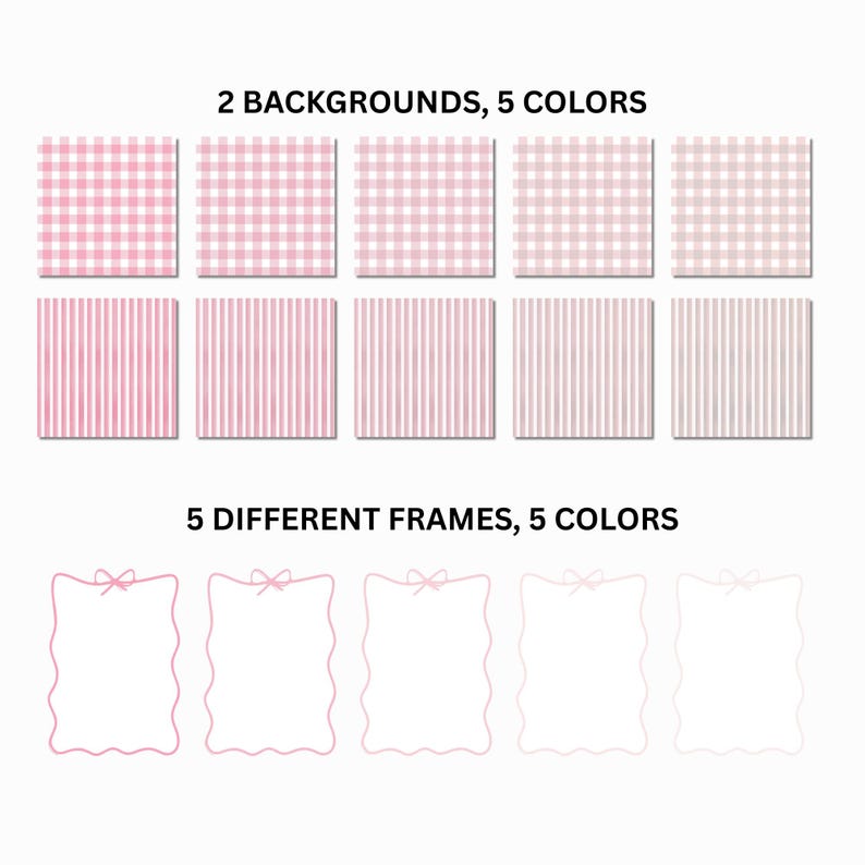 Pink Wavy Frame SVG Bundle: Whimsical Gingham Clipart (digital Download ...